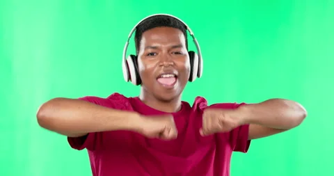 Face, dance and black man with headphone... | Stock Video | Pond5