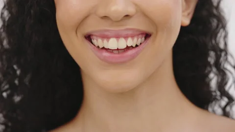 Face, dental teeth and smile of woman wi... | Stock Video | Pond5