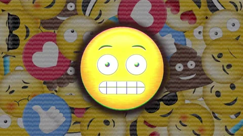 Face emoji against face emojis falling i... | Stock Video | Pond5