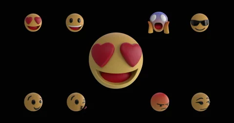 Face emojis moving against black backgro... | Stock Video | Pond5