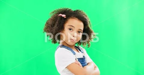 Photograph: Face, eyebrows and child on green screen with attitude ...