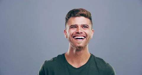 Face, funny or happy man laughing at jok... | Stock Video | Pond5