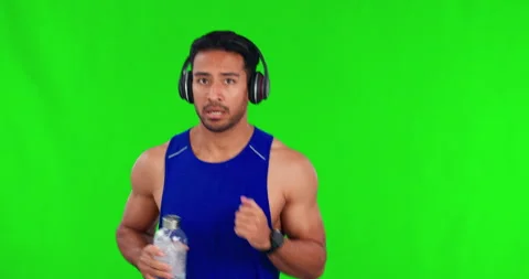 Face, green screen and Asian man running... | Stock Video | Pond5