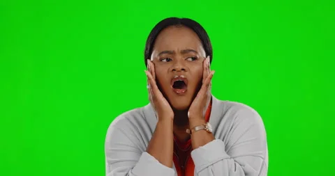 Face, green screen and black woman with ... | Stock Video | Pond5