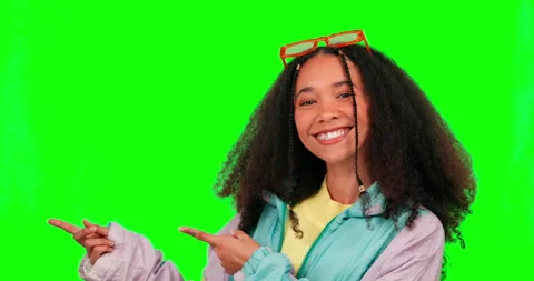 Face, green screen and woman pointing, c... | Stock Video | Pond5