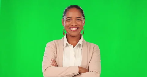 Face, green screen and woman with arms c... | Stock Video | Pond5