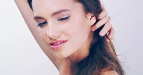 Face, hair and wind, woman with beauty a... | Stock Video | Pond5