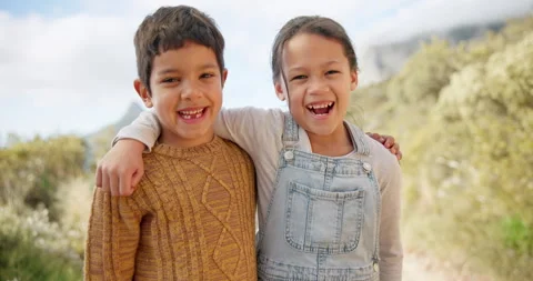 Face of happy kids, brother and sister i... | Stock Video | Pond5