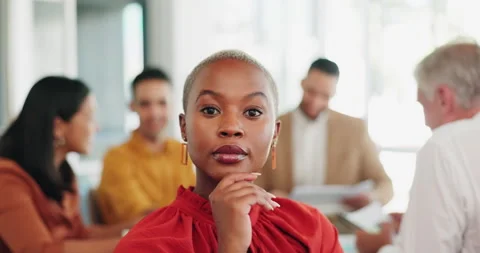 Face, leadership and black woman in meet... | Stock Video | Pond5