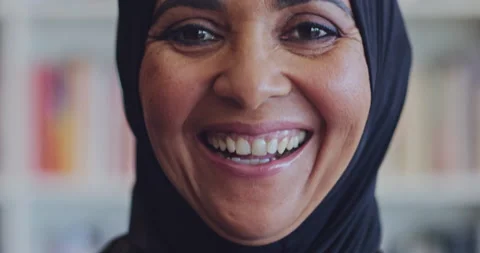 Face, muslim and islamic woman in hijab ... | Stock Video | Pond5