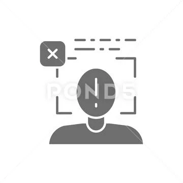 Face not identified, face not recognized grey icon. Illustration #145719748