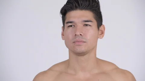 Face of young handsome muscular shirtles... | Stock Video | Pond5