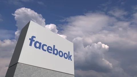 FACEBOOK logo on sky background, editori... | Stock Video | Pond5