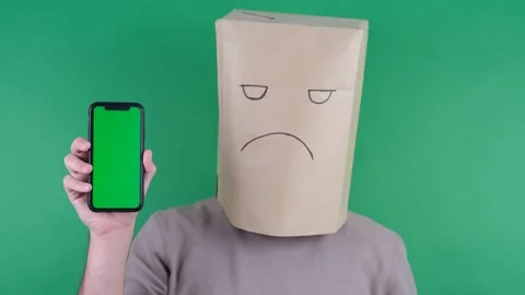 faceless sad man green screen phone | Stock Video | Pond5