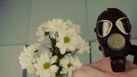 A faceless shirtless man in a gas mask w... | Stock Video | Pond5