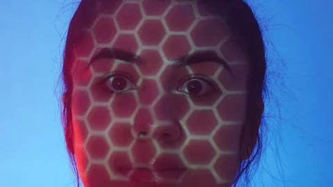 Facial Recognition Laser Scanner Over Wo... | Stock Video | Pond5