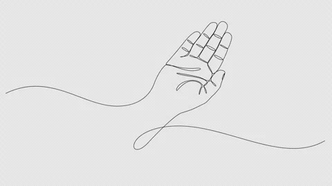 Facing up human hand continuous one line... | Stock Video | Pond5