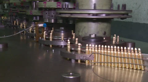Factory of ammunition, bullets for rifle... | Stock Video | Pond5