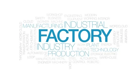 Factory animated word cloud. Kinetic typ... | Stock Video | Pond5