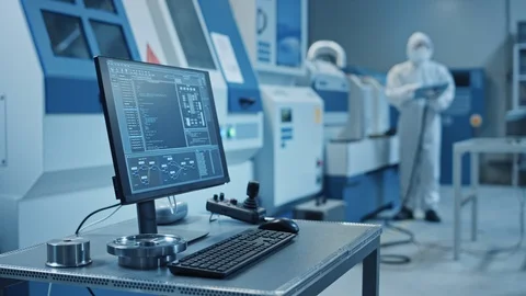 Factory Cleanroom: On Desk PC Showing In... | Stock Video | Pond5