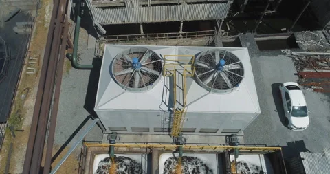 Factory cooling system. Wet type cooling... | Stock Video | Pond5