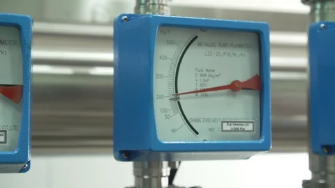 Factory flowmeter gauge at industrial pl... | Stock Video | Pond5