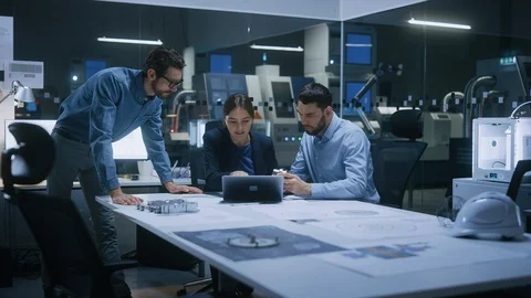 Factory Office Meeting Room: Team of Eng... | Stock Video | Pond5