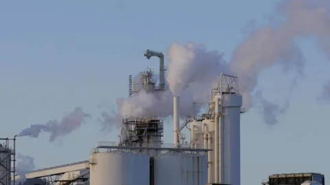 The factory is releasing exhaust gas, th... | Stock Video | Pond5