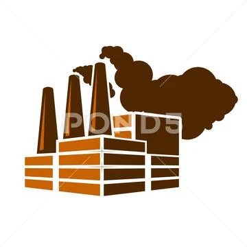 Factory smoke icon - air pollution concept, chemicals plant ...