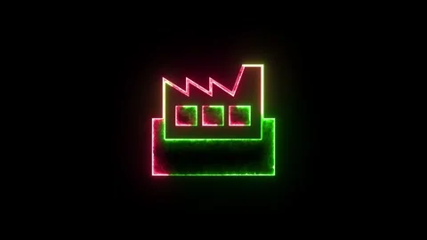 Factory symbols icon glow neon fire symb... | Stock Video | Pond5
