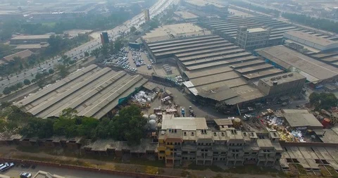 A factory top view with a busy road of B... | Stock Video | Pond5