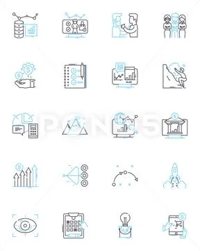 Facts and displays linear icons set. Info, Exhibit, Knowledge, Display ...