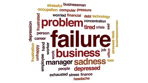 Failure animated word cloud, text design... | Stock Video | Pond5