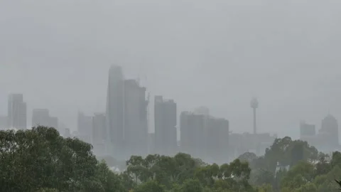 Faint outline of Sydney cityscape throug... | Stock Video | Pond5