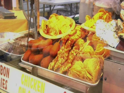 FAIR FRIED JUNK FOOD CONCESSION STAND | Stock Video | Pond5