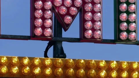 Fairground ride lights flashing at fun f... | Stock Video | Pond5