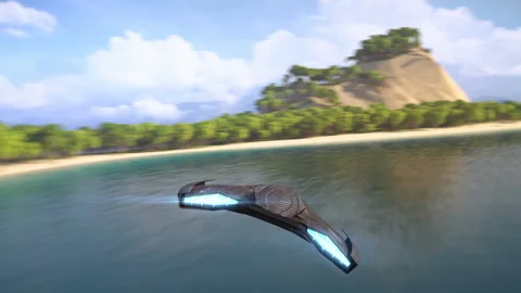 Fake 3D Sci-Fi Video Game. Flying spaces... | Stock Video | Pond5