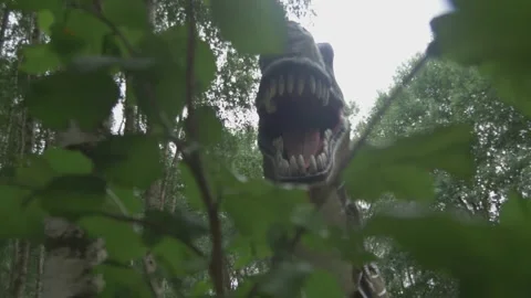 Fake Dinosaur Tyrannosaurus Rex In The F... | Stock Video | Pond5