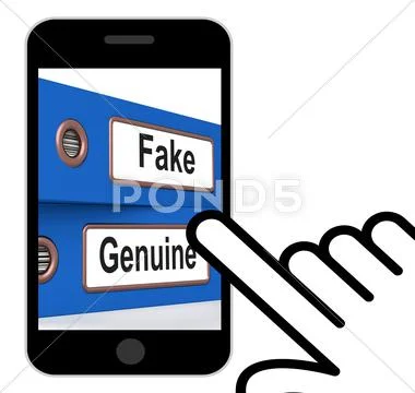 Fake genuine folders displays real or imitation products Illustration ...