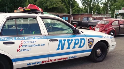 Fake police car labeled as a member of t... | Stock Video | Pond5