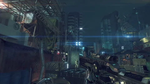 Fake Sci-Fi First Person Shooter. Cyberp... | Stock Video | Pond5