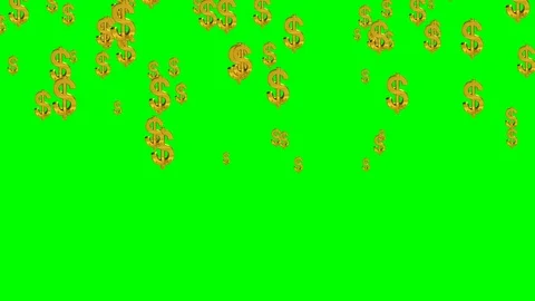 Falling 3D Dollar signs, rain symbol on ... | Stock Video | Pond5