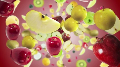 Falling APPLE and Fruits Ring Animation,... | Stock Video | Pond5