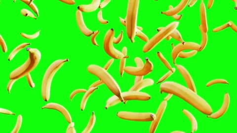 Falling Bananas on Alpha green screen ba... | Stock Video | Pond5
