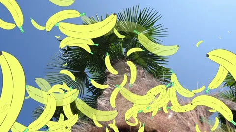 Falling bananas on the background of tro... | Stock Video | Pond5
