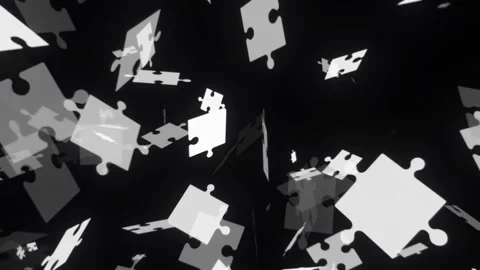 Falling black and white puzzle pieces, J... | Stock Video | Pond5