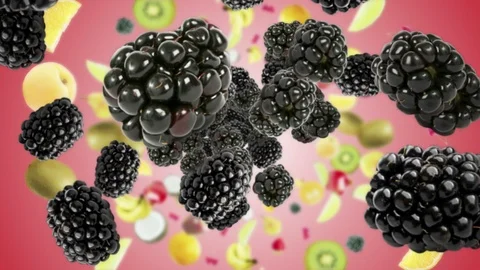 Falling BLACKBERRIES and Fruits Ring Ani... | Stock Video | Pond5
