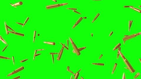 Falling bullets on a green background. | Stock Video | Pond5