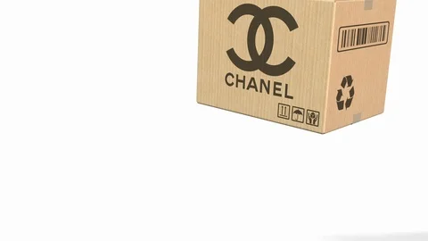 Falling carton with Chanel logo. Editori... | Stock Video | Pond5