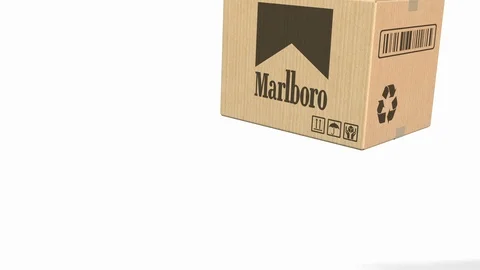 Falling carton with Marlboro logo. Edito... | Stock Video | Pond5